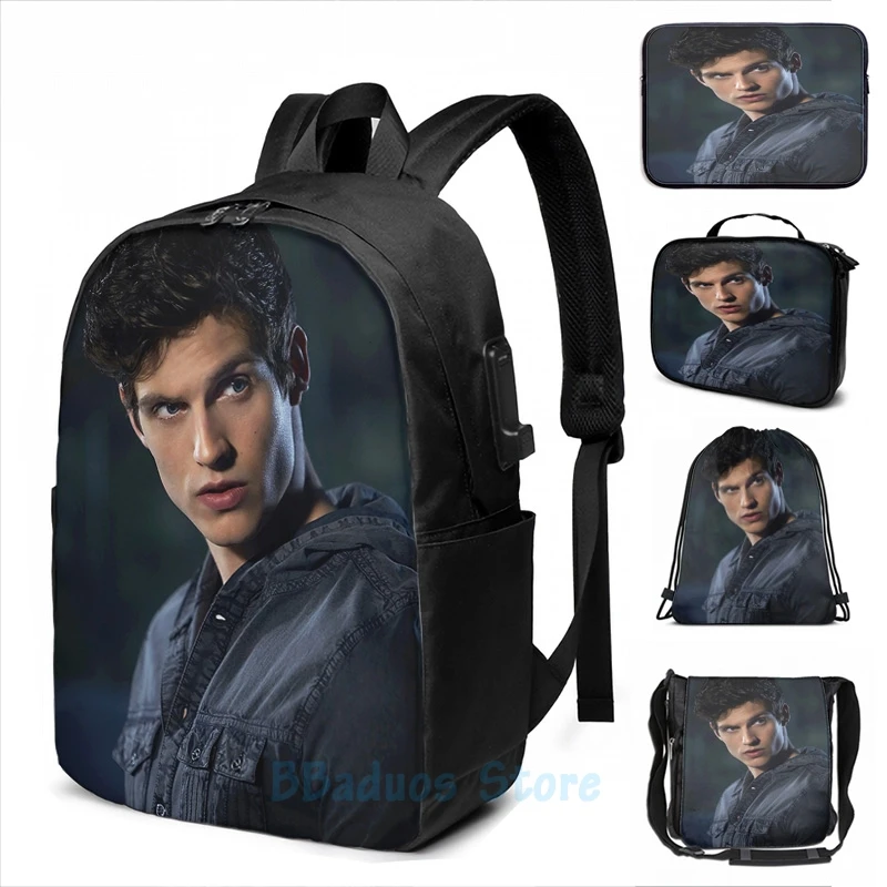 Funny-Graphic-print-Daniel-sharman-USB-Charge-Backpack-Men-School-Bags ...