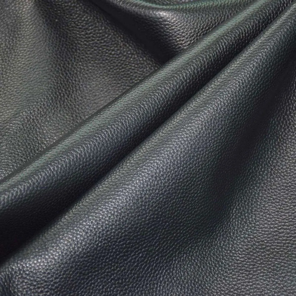 Black Soft Cow Skin Emboss Tanned Cowhide Full Grain Genuine Leather ...