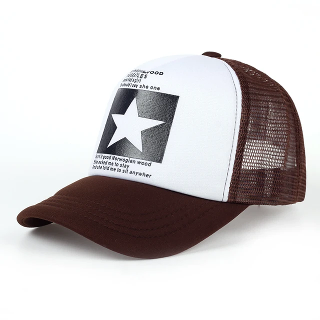 New five-pointed star printed baseball cap spring summer breathable net ...