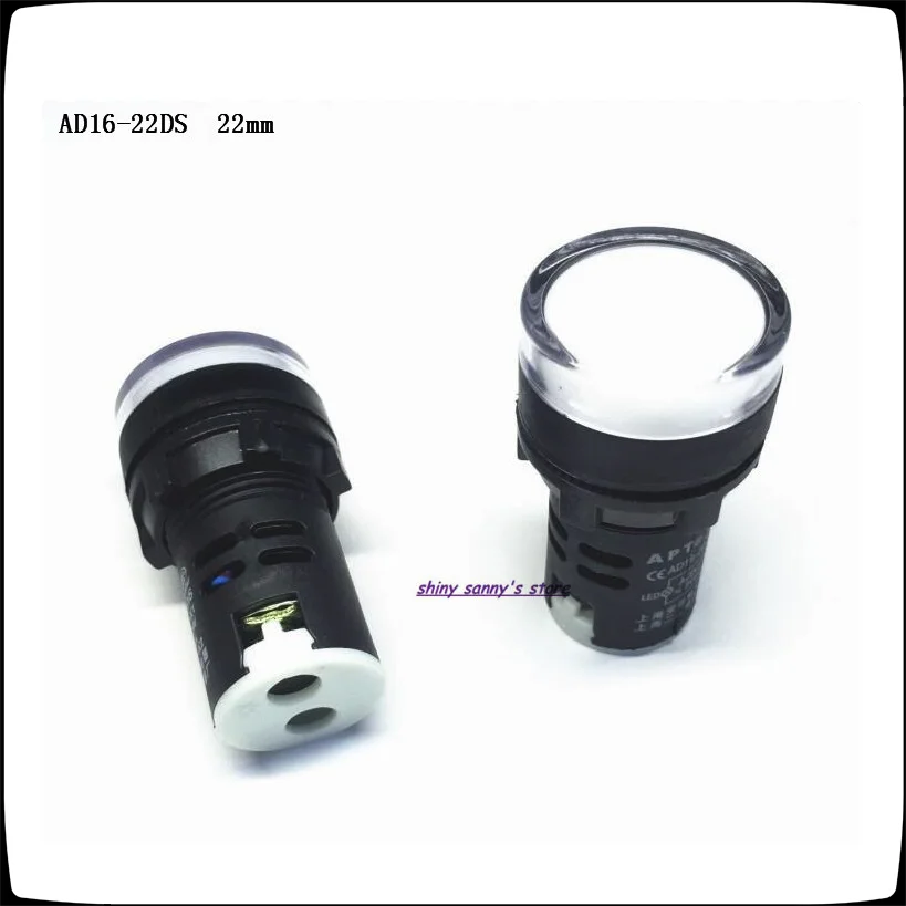 10-20 Pcs/lot Ad16-22d/s 22mm White Ac/dc 12v,24v,36v,110v, Ac220v Led ...