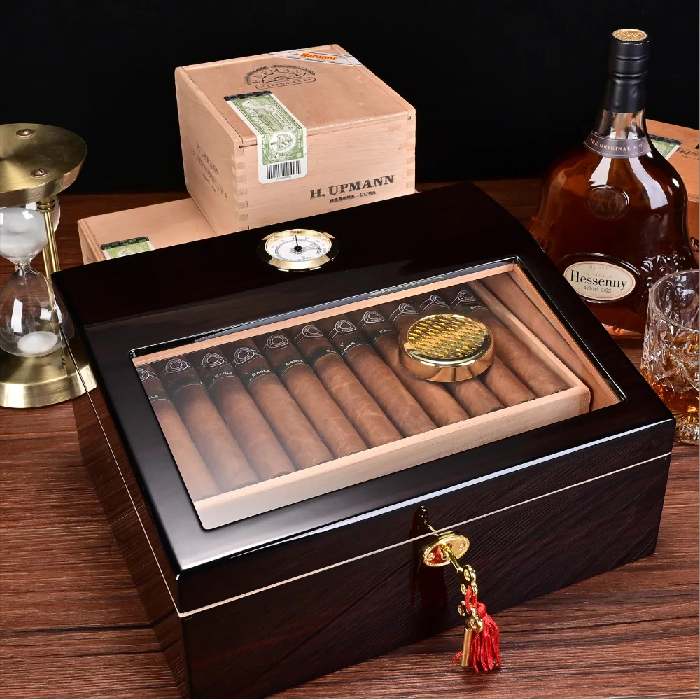 CIGARLOONG-Cedar-Wood-Cigar-Humidor-Box-Fit-50-Cigars-Home-Large-Cigar ...