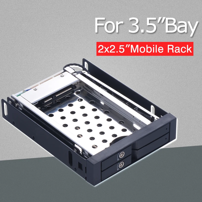2.5 "플로피 베이 용 알루미늄 2x3.5" SATA 트레이리스 핫 스왑 SSD HDD 모바일 랙|case 2.5|hdd ...