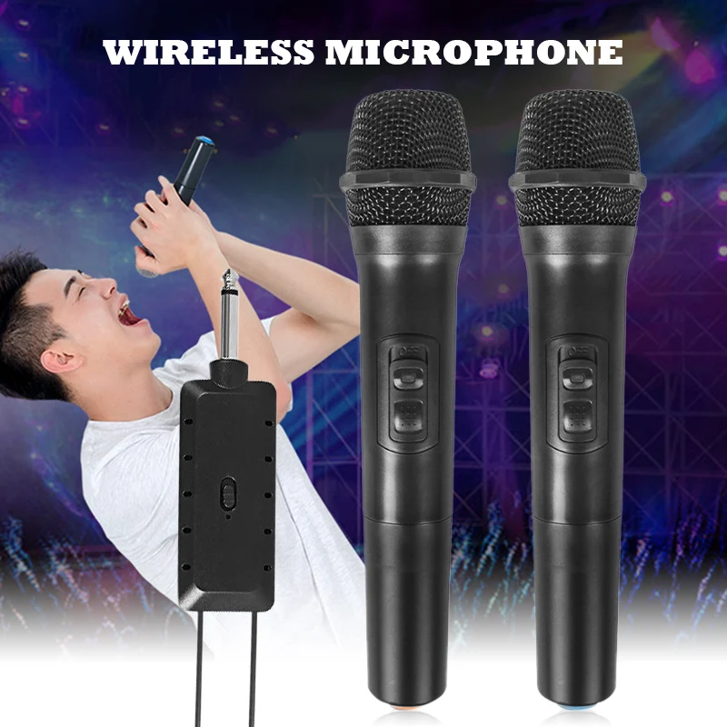 Wireless Microphone Handheld Dynamic Vocal Microphone Voice Amplifier 2 ...