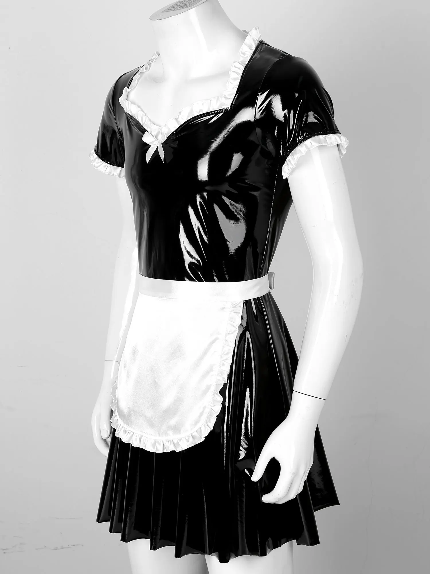 Mens Male Sissy French Maid Cosplay Sexy Costumes Short Puff Sleeve