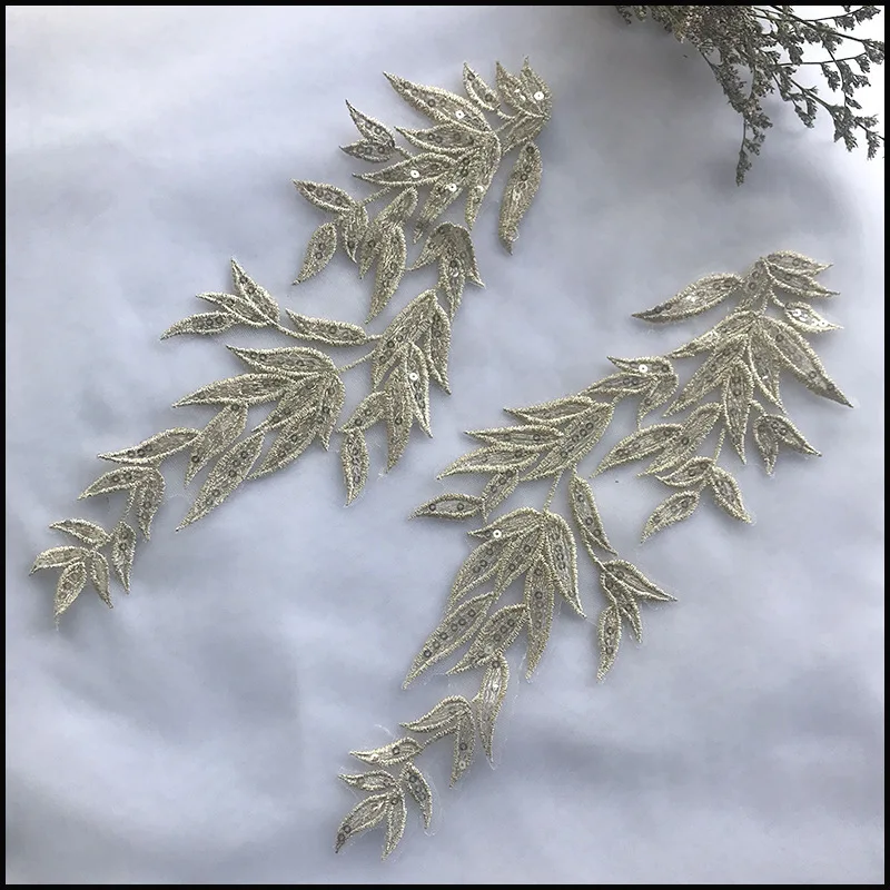 1-paar-34x13cm-Pailletten-Gold-Champ-Emboridery-Spitze-Applique-Patch ...