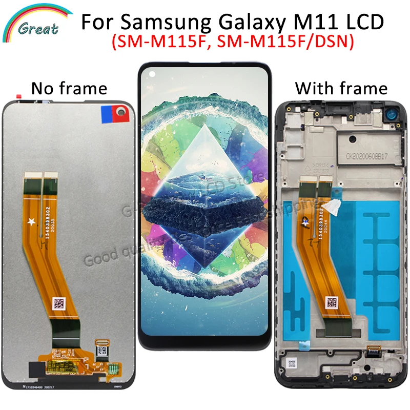 삼성 갤럭시 M11 LCD SM M115F/DSN 디스플레이 프레임 터치 스크린 패널 디지타이저 어셈블리 삼성 M115 lcd ...