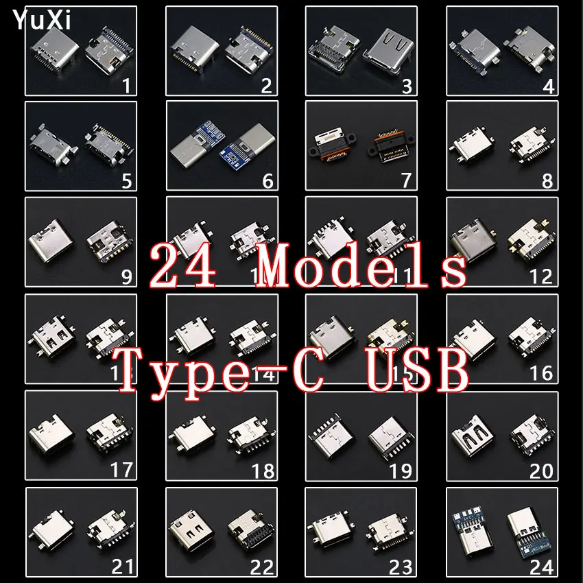 YUXI-24Models-Micro-USB-Type-C-Connector-jack-Charging-Dock-port-Plug ...