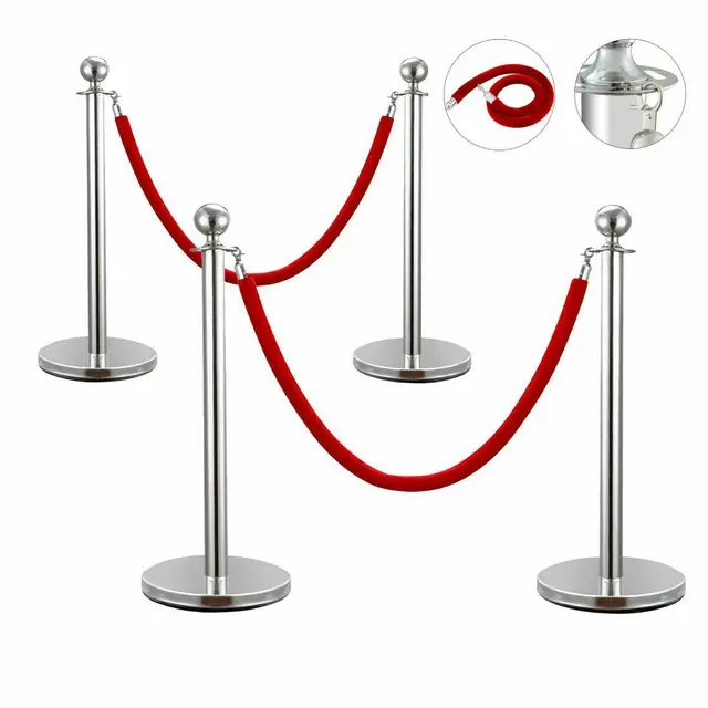 VEVOR 38Inch Gold Silver Stanchion Posts Queue Red Velvet Rope Crowd ...