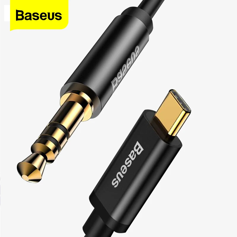 Baseus USB 타입 C 남성 Aux 오디오 케이블, 3.5mm 잭 남성 스피커 케이블 헤드폰 헤드셋 Aux 코드 샤오미 ...