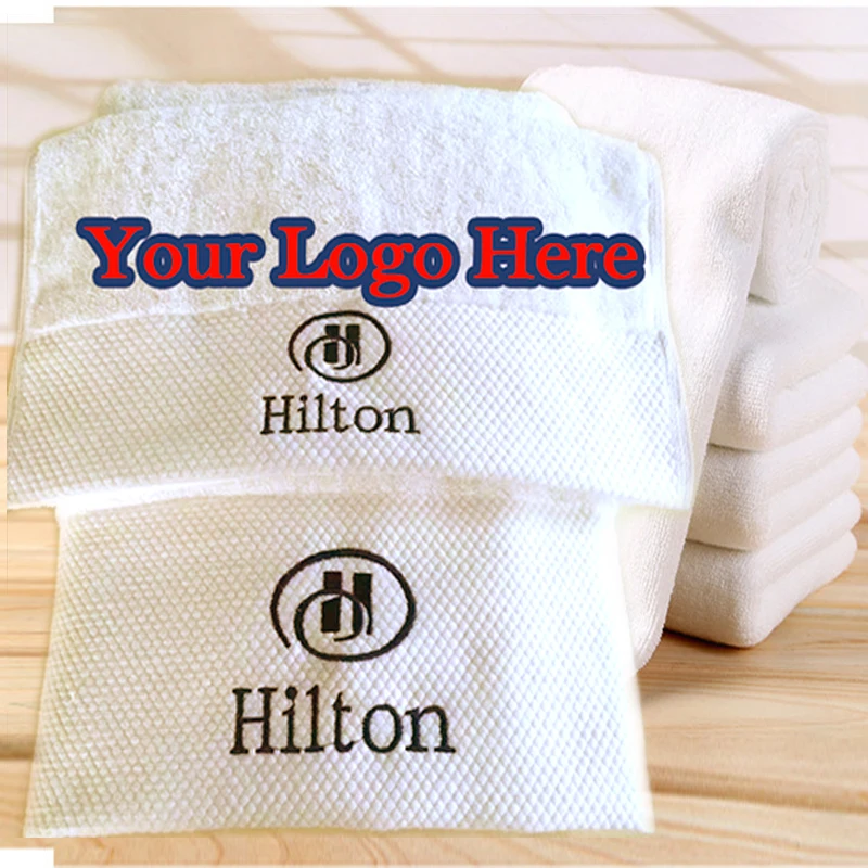 100% Cotton White Face Towel for Hotel Custom Embroidery Bath Towel ...