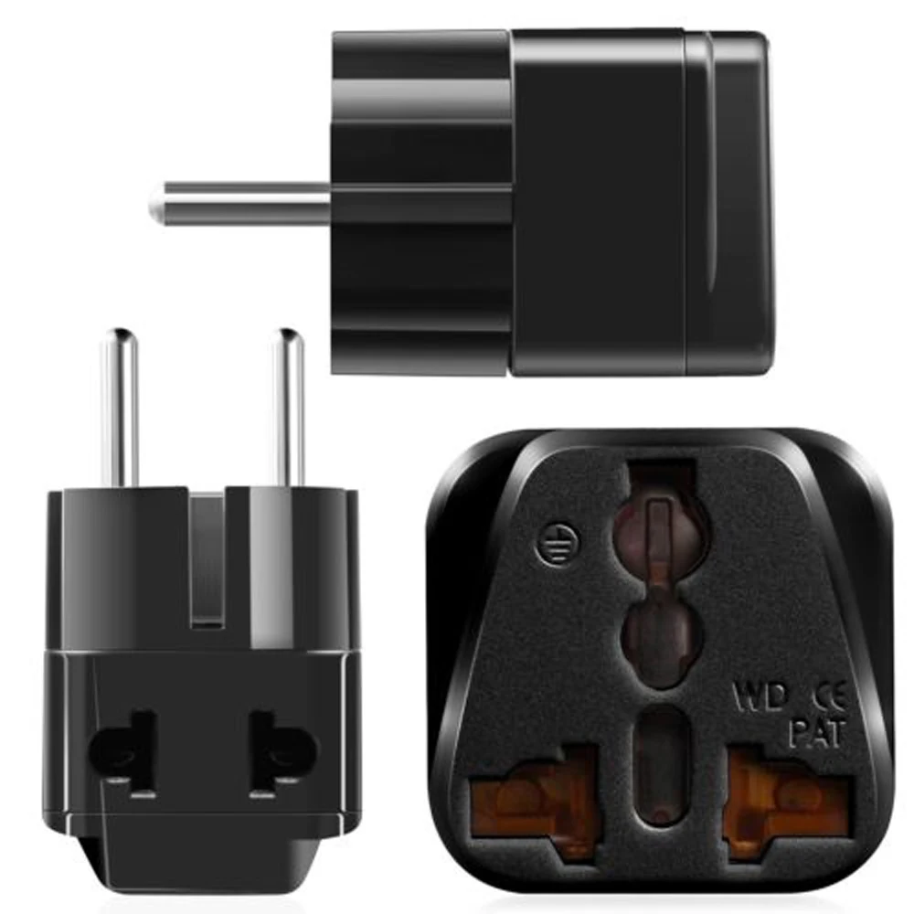 Universal Grounded European CN US AU UK to EU Travel Plug Adapter ...