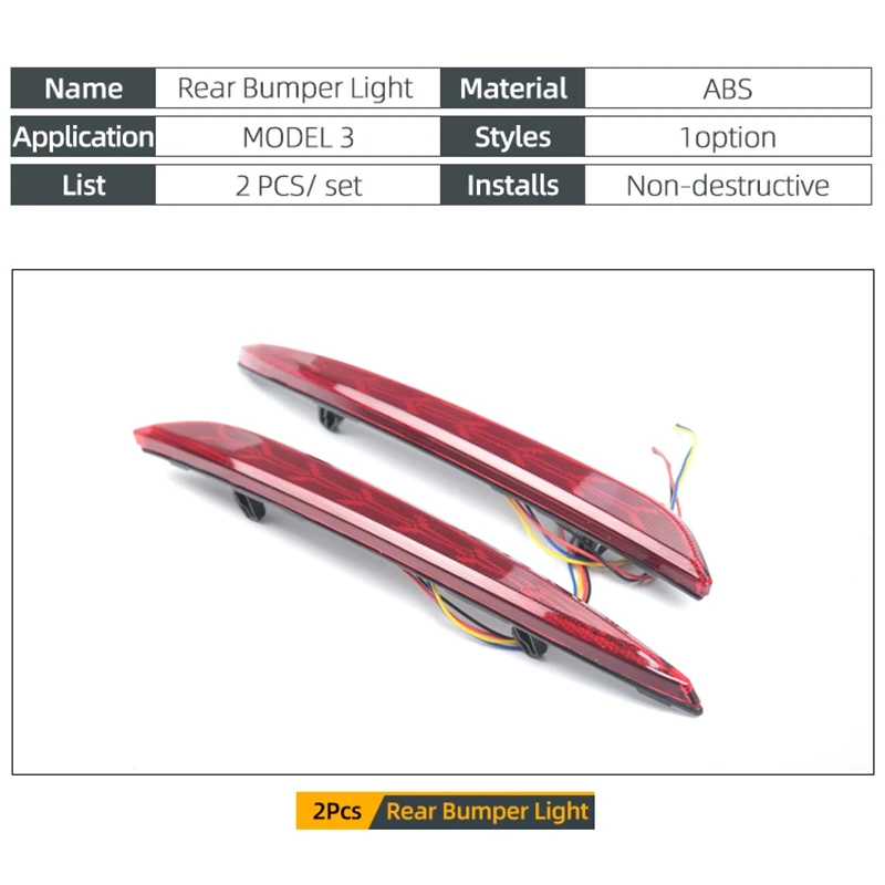 Car Rear Bumper Reflector, for Tesla Model 3 LED Dynamic Turn Signal ...