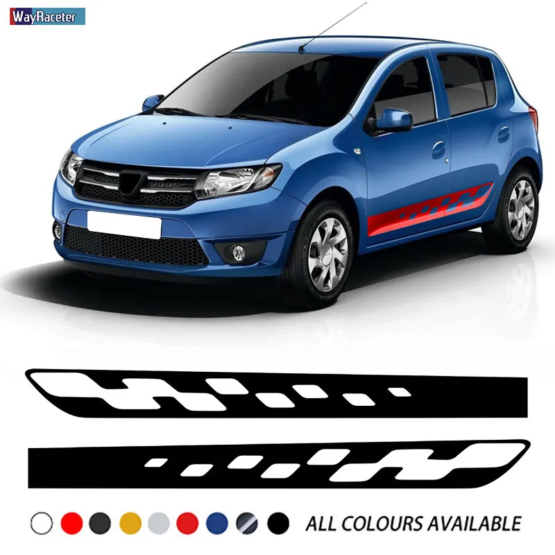 2 Pcs Car Door Side Stripes Skirt Sticker Racing Sport Body Vinyl Decal ...
