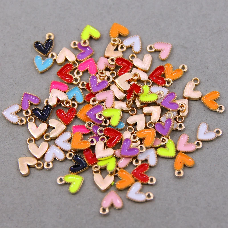 10pcs-Dainty-Small-Colorful-Heart-Shape-Enamel-Charm-All-Colors-Tiny ...