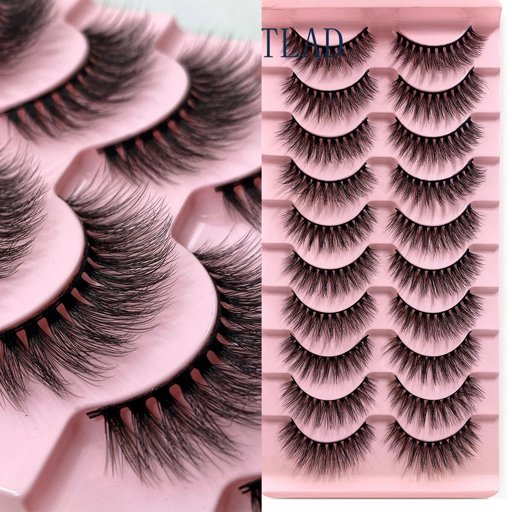 New 10 Pairs Handmade 3d Mink Lashes Short False Eyelashes Cross Messy ...