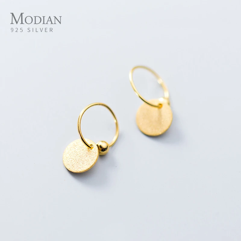 Modian Hoop Earrings For Women Round Scrub Beads 925 Sterling Silver ...