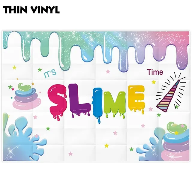 Allenjoy Candy Bar Party Background Cloth Colorful Star Cake It’s Slime ...