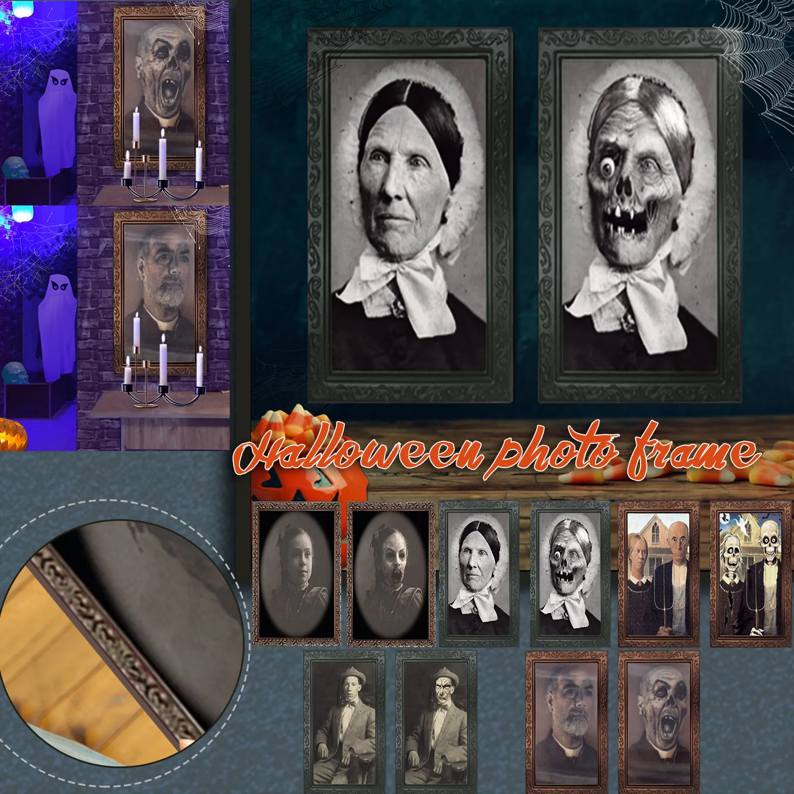Cuadro de terror de Halloween, Marco Lenticular 3D que cambia de cara ...