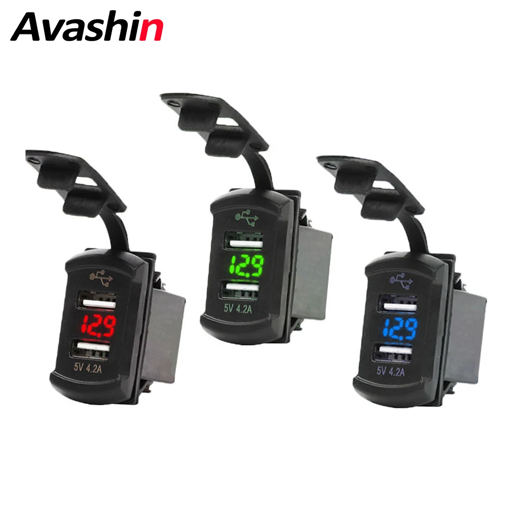 Universal Dual USB Car Port Charger Socket Adapter Outlet Display ...