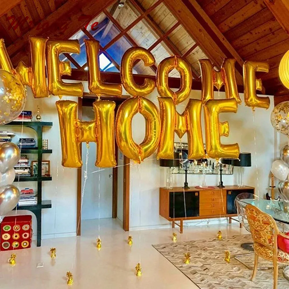 1set 16inch Rose Gold Welcome Home Letter Foil Balloons Welcome Back To ...