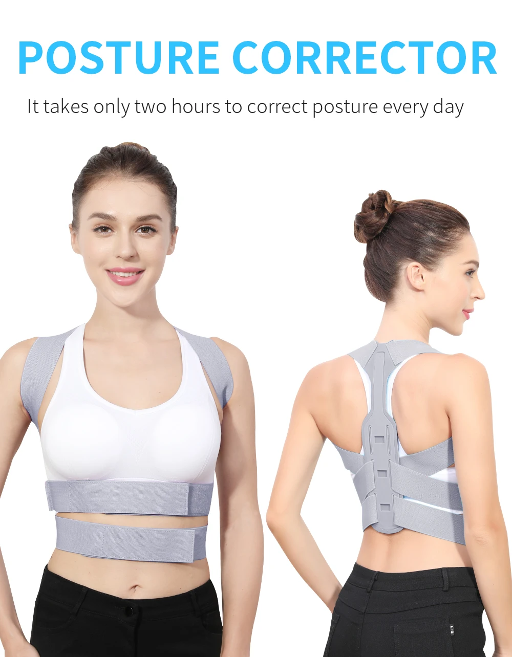 Generic (GREY,)Invisible Chest Posture Corrector Scoliosis Back Brace ...