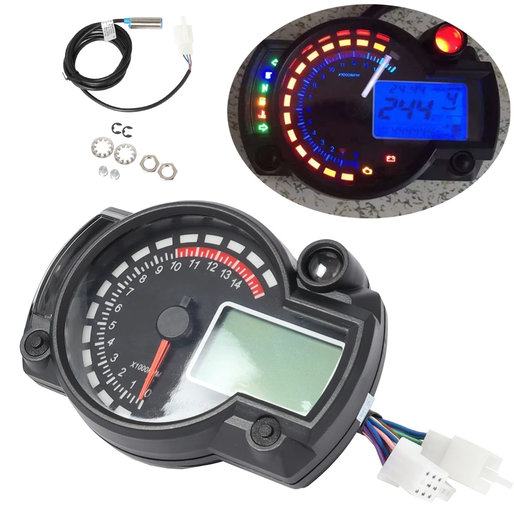 7-Color-299-KM-H-Motorcycle-LCD-Digital-Odometer-Speedometer-Moto ...