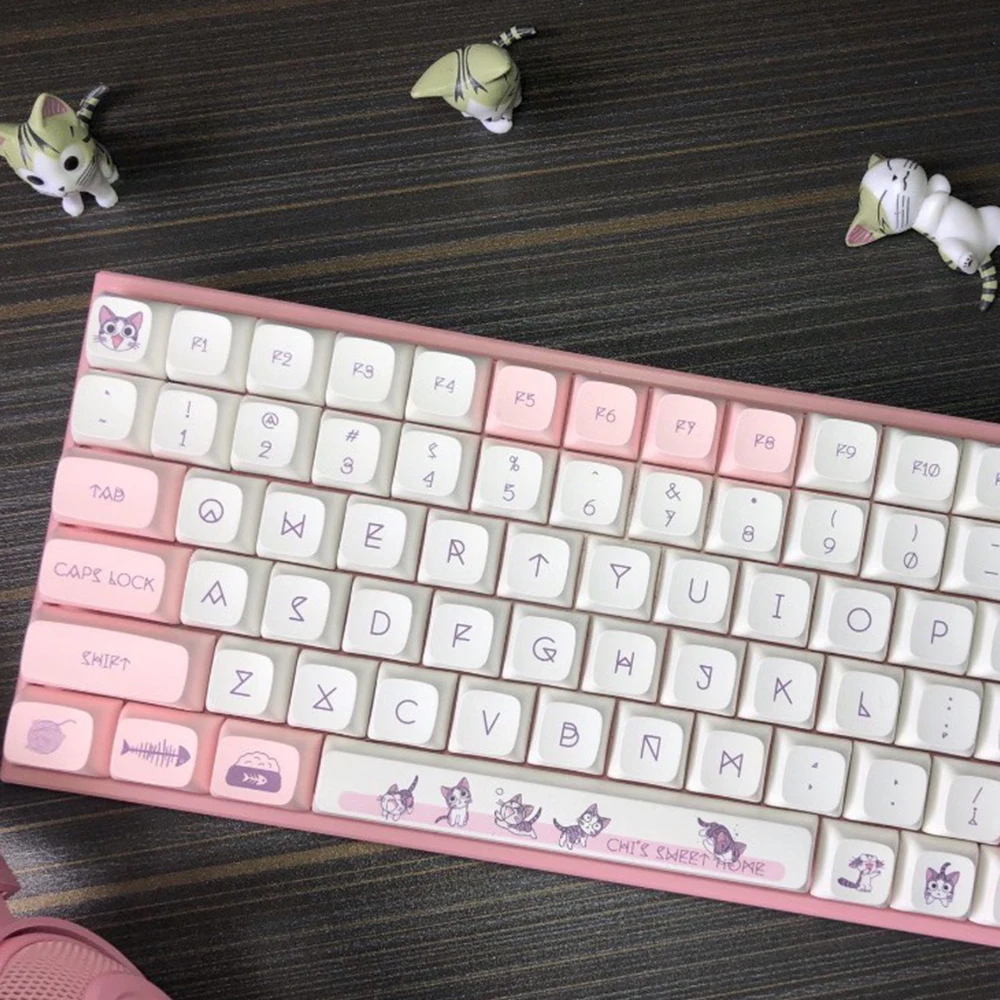 Cute Pink White Cat Keycaps For Cherry Mx Gateron Kailh Box Ttc Switch ...