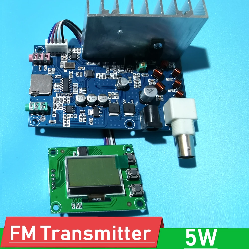 5W FM Transmitter PLL Stereo audio 76 108MHz frequency Digital LCD display Radio broadcast ...