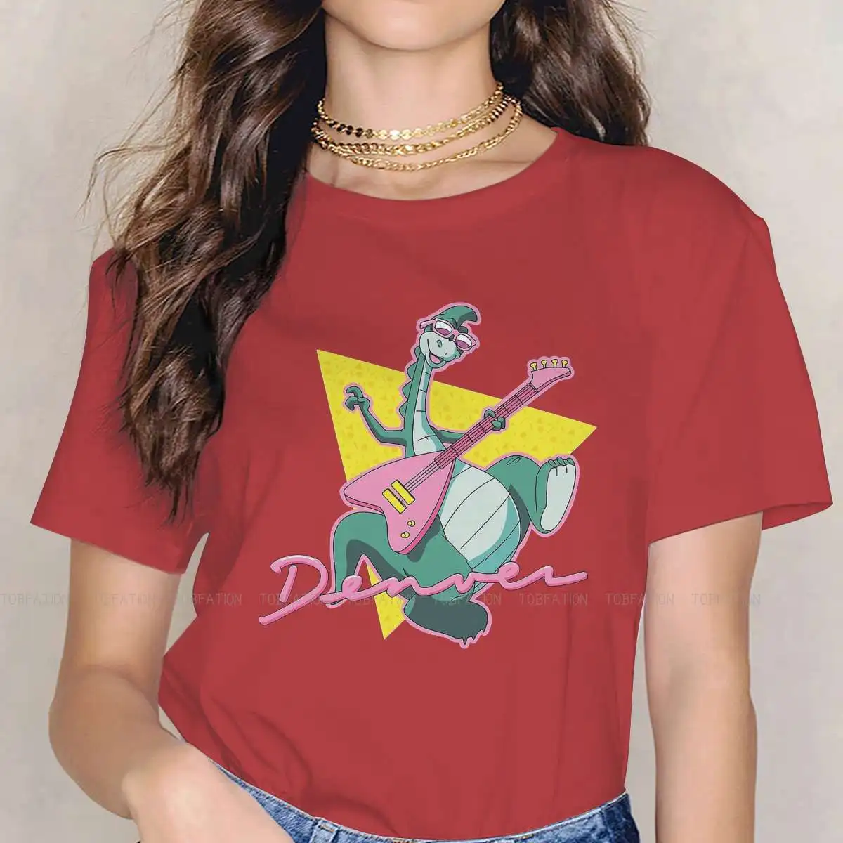 Camiseta de cuello redondo con diseño de Denver, el último dinosaurio ...