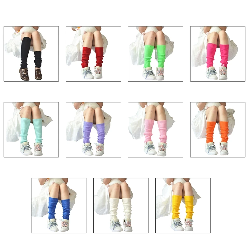85WB Women Punk Ribbed Knit Knee High Socks 80s Fluorescent Neon Solid ...
