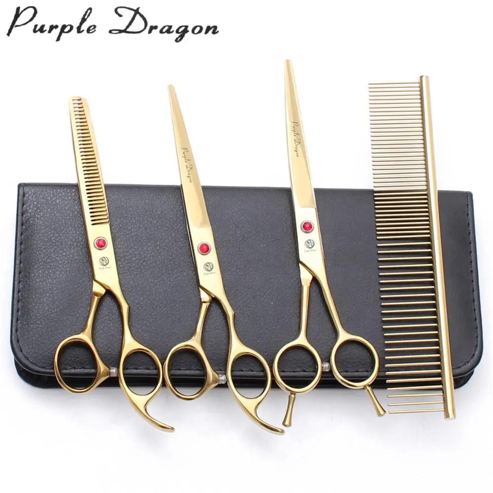 7" 8" 440C Red Color Dog Grooming Scissors Straight Scissors Thinning ...