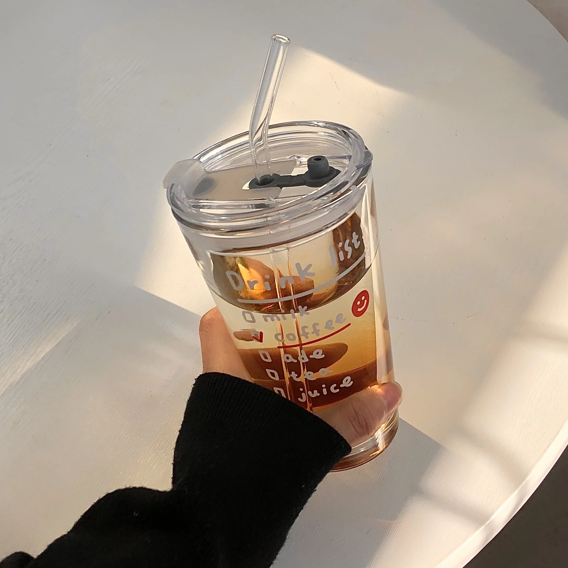 SERVICE A CAFE,Bleu-301-400ml--Tasse en paille de Style coréen Ins, grande capacité, lettre ...