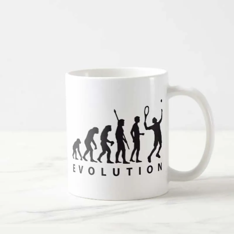 Funny Tennis Coffee Mug evolution tennis Ceramic office cups Gifts from ...