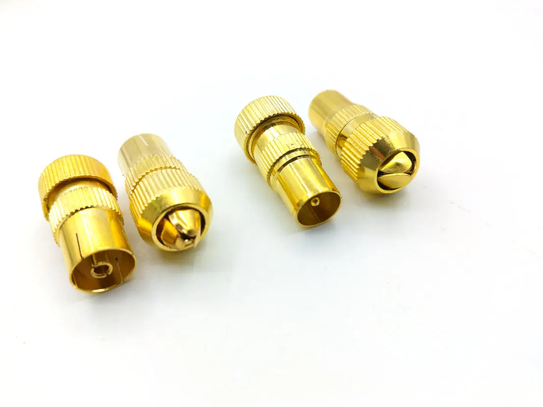 100pcs Gold Plated TV Male/ female Aerial Connector RF Coax Cable Plug ...