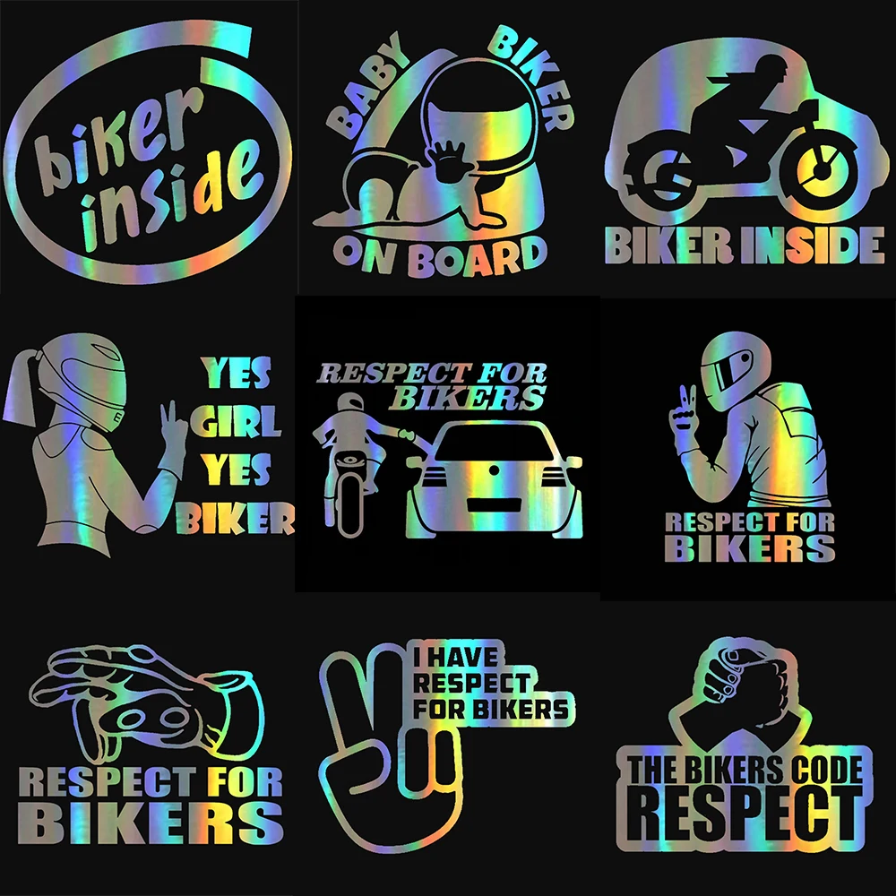 Respect for Bikers Car Sticker Vinyl Reflective Funny Stickers on Auto ...