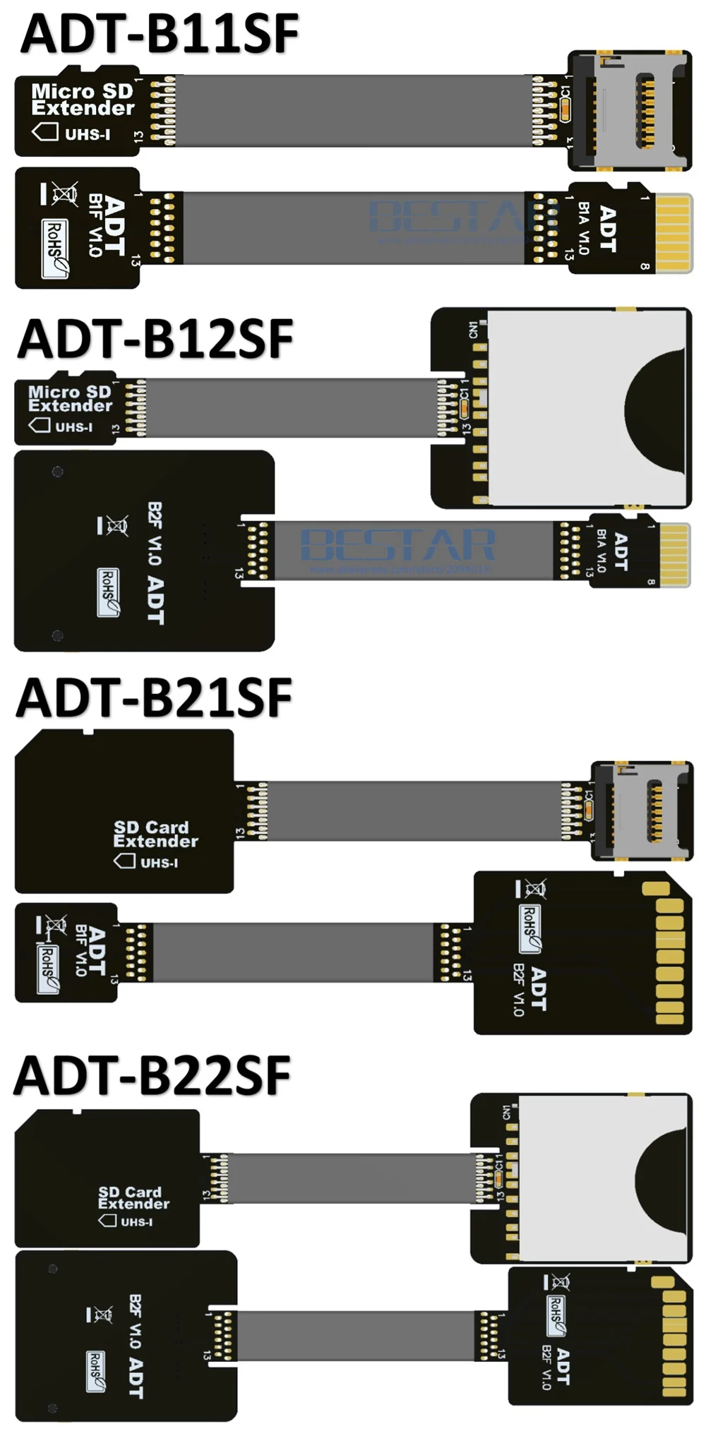 Generic MicroSD TF Extension Cable Micro SD Extender Supports SDHC ...