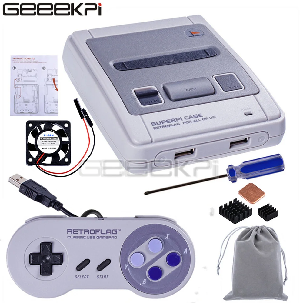 In Stock! GeeekPi Original Retroflag SUPERPi CASE J NESPi Case with Optional Game Controller for ...