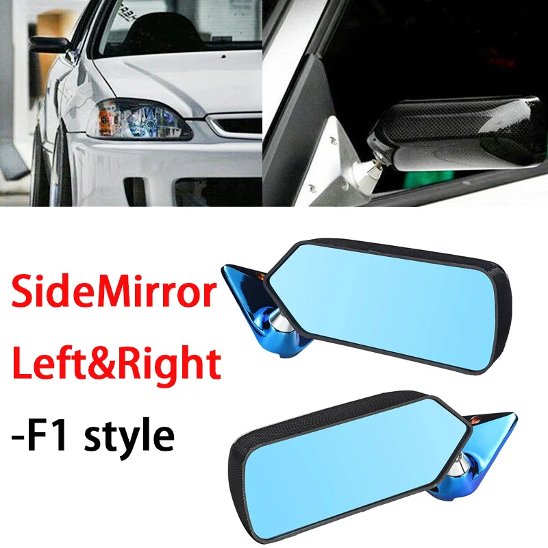 2pcs-Universal-F1-Style-Car-Rearview-Mirror-Carbon-Fiber-Autos-Blue ...