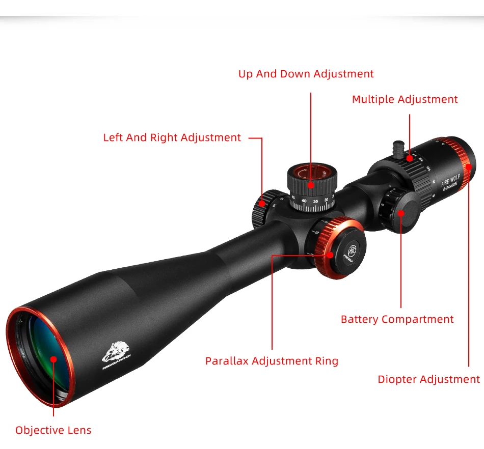 FIRE WOLF QZ 6-24X50E FFP Scope Red Green Reticle Hunting Optical Sight ...