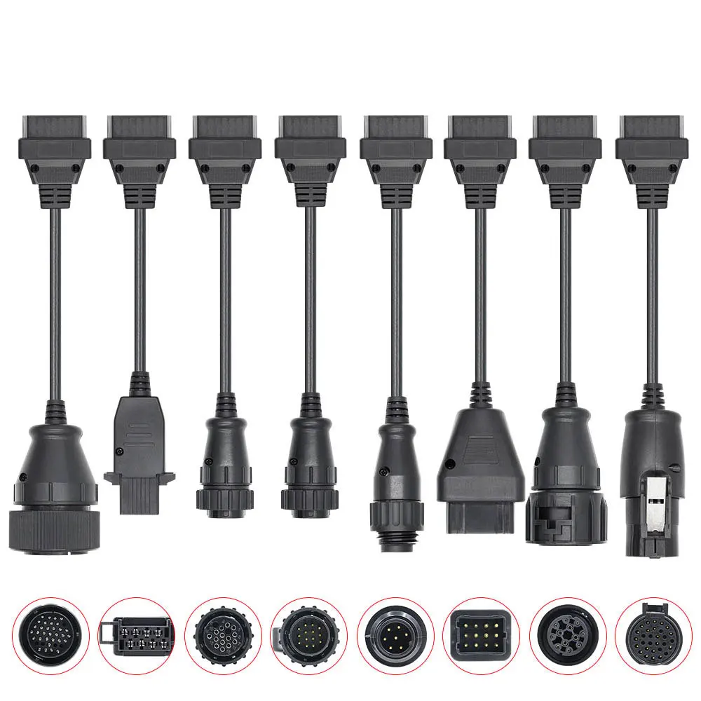 Full Set 8 PCS Diagnostic Connector OBD2 Extension Cable Automobile ...