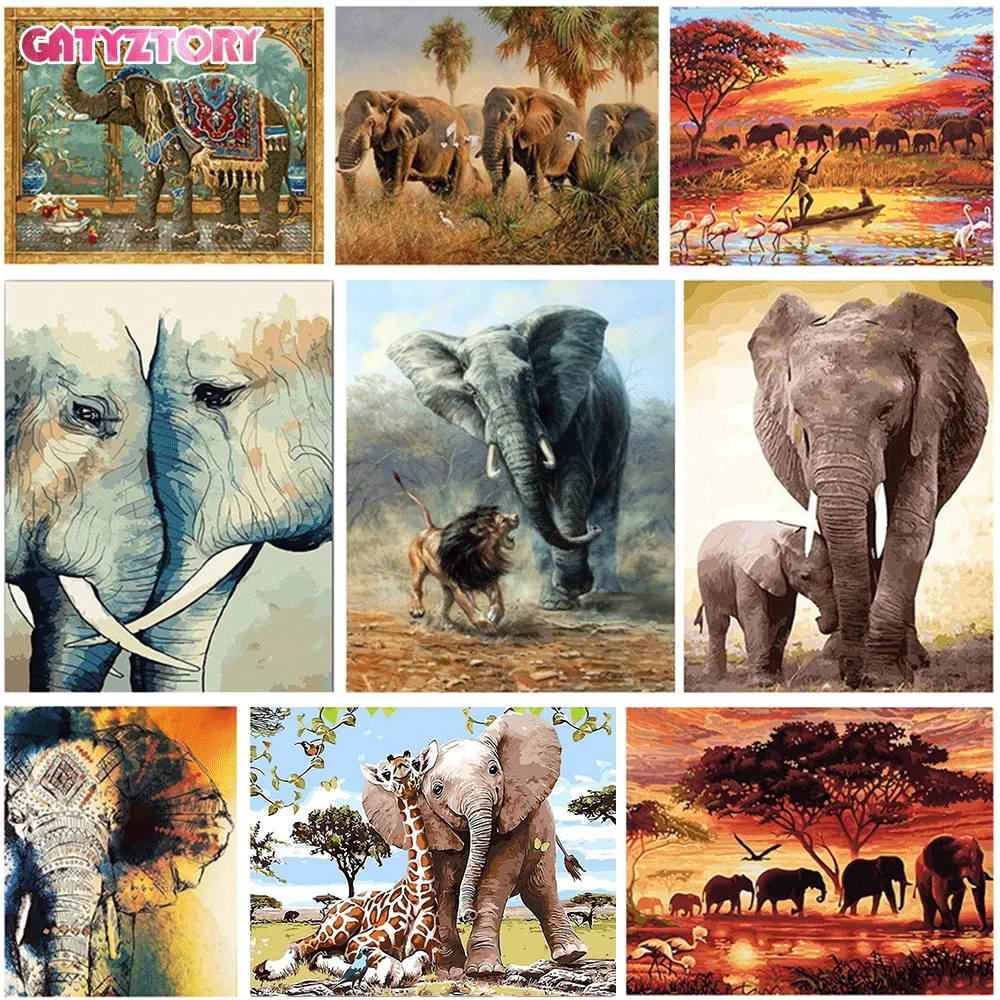GATYZTORY-Elephant-series-diy-oil-digital-painting-by-numbers-kits ...