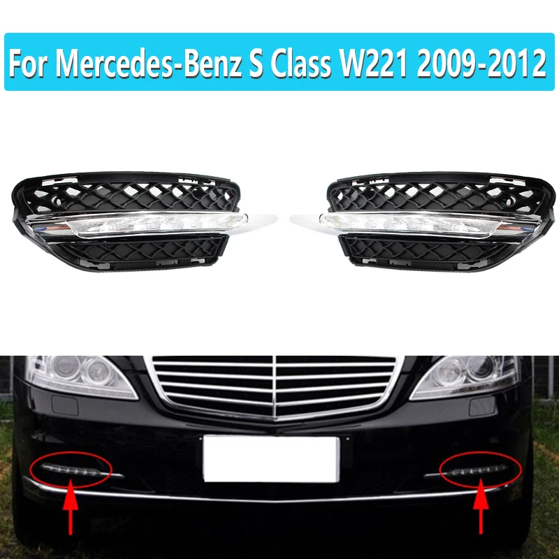 For-Mercedes-Benz-S-Class-W221-2009-2013-Auto-Front-LED-Bumper-DRL ...