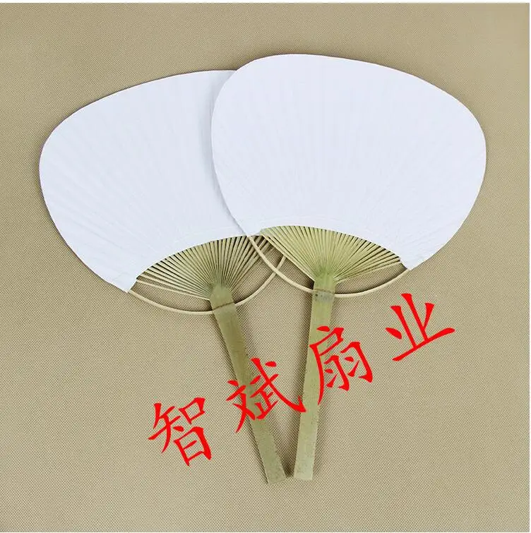 100pcs Lot Chic Paper Paddle Hand Fans with Bamboo Frame and Handle ...