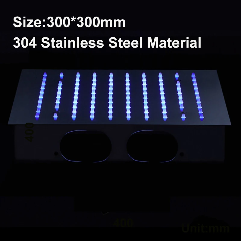 Rainfall Shower Head 304 SUS Remote Control Light Shower Bathroom ...