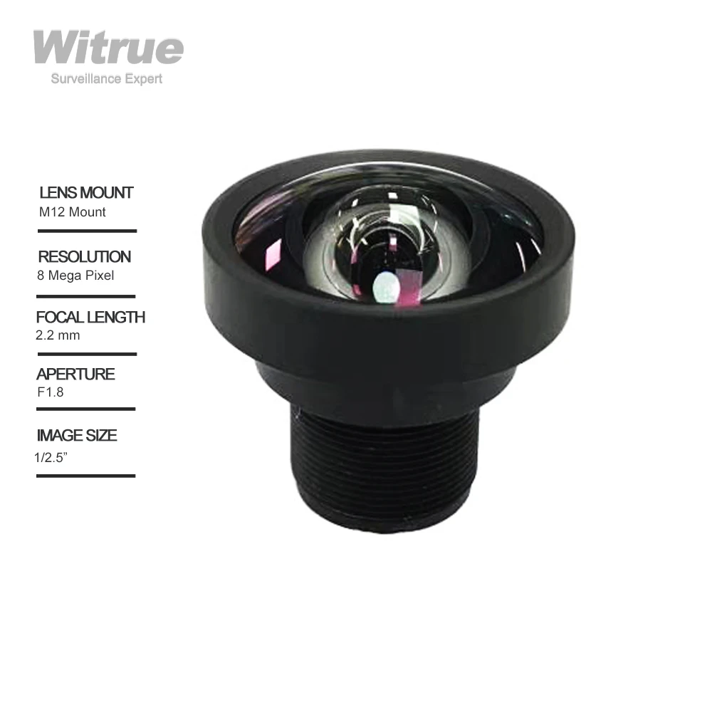 Witrue 8mp 2.2mm Cctv Lens 1/2.5 Inch Ir No-distortion F1.8 M12 Mount ...