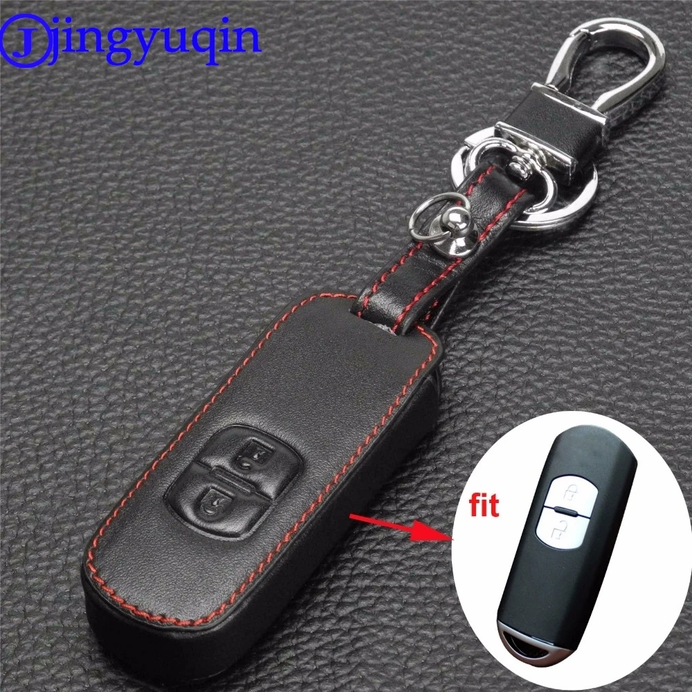 Jingyuqin Remote 2 Buttons Leather Car Key Fob Cover Case For Mazda 2 ...