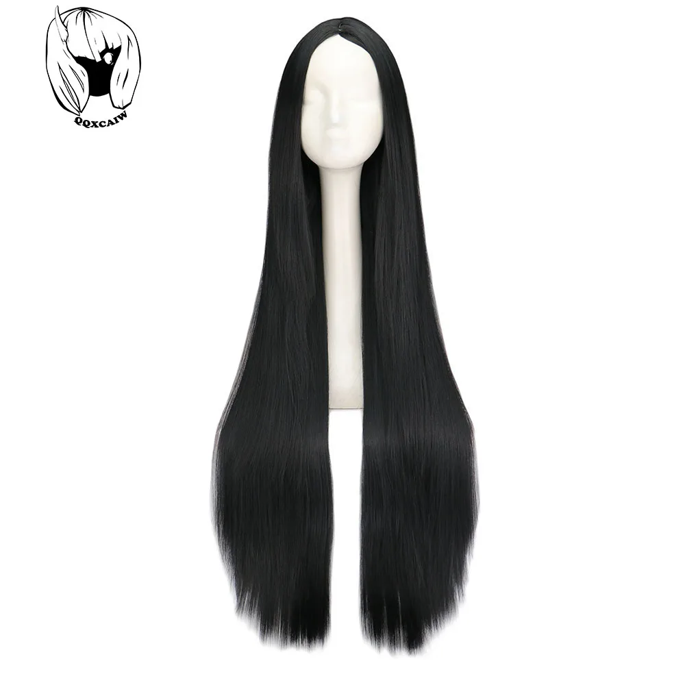 Peluca-negra-sint-tica-resistente-al-calor-pelo-liso-para-disfraz-de ...