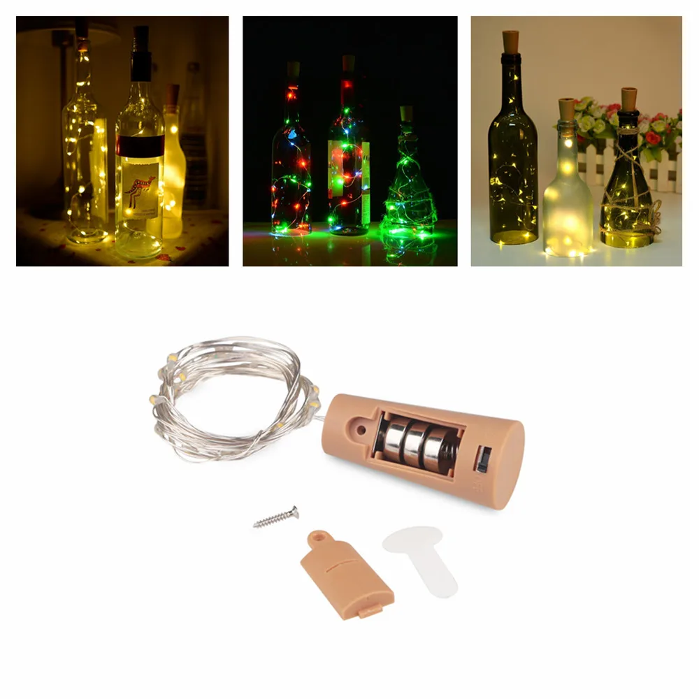 50 piezas de luces LED para botella de vino, con batería, en forma de ...