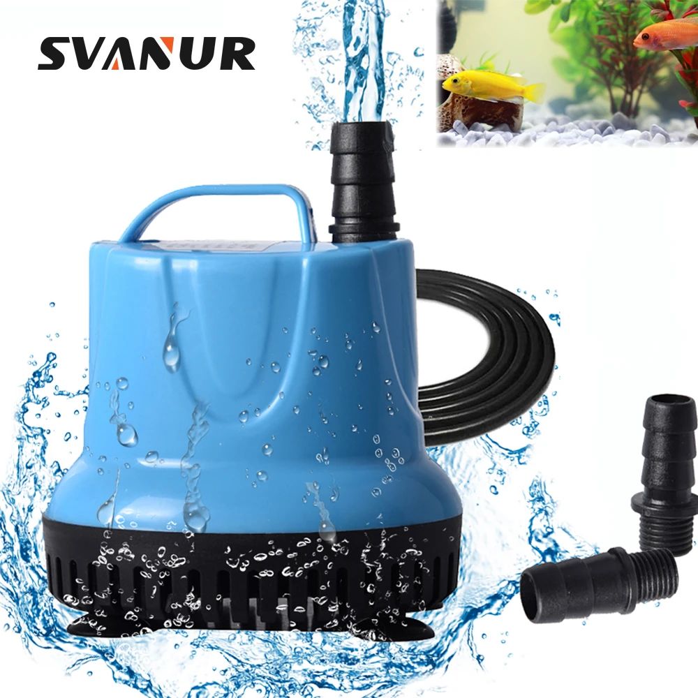 Svanur 220v Fish Tank Submersible Pump 15w/25w/40w/60w Bottom Suction ...