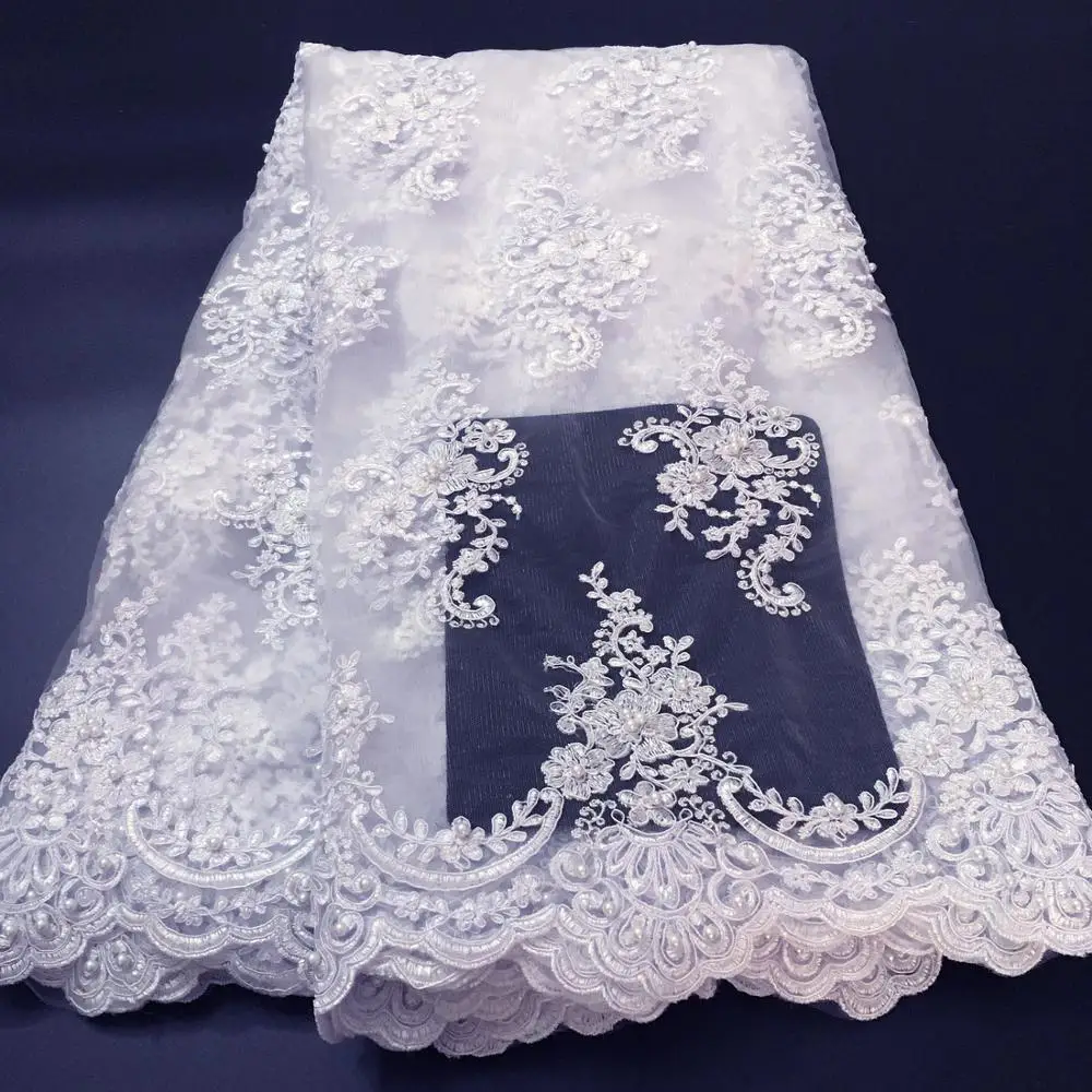 Pure White Lace Fabrics For African Parties, Wedding Lace Embroidered ...